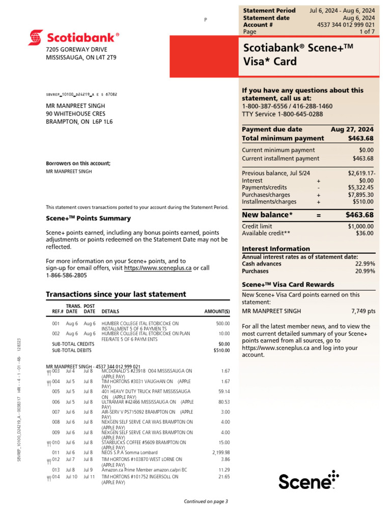 Aug Statements | PDF | Credit Card | Payments