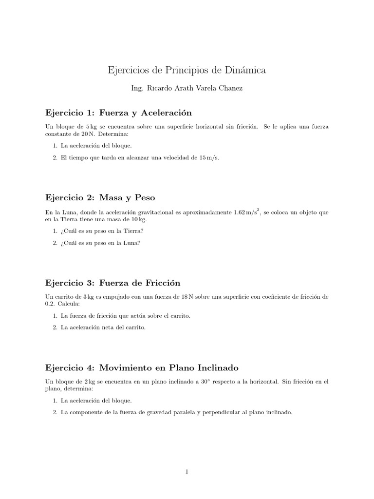Ejercicios de Dinamica | PDF | Fricción | Fuerza