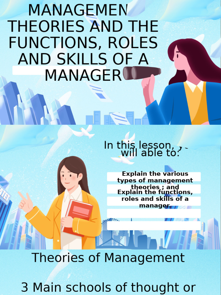 Management Theories and The Functions, Roles and Skills of A Manager ...