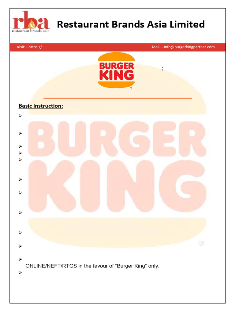 Burger King Franchise Application Form | PDF | Franchising