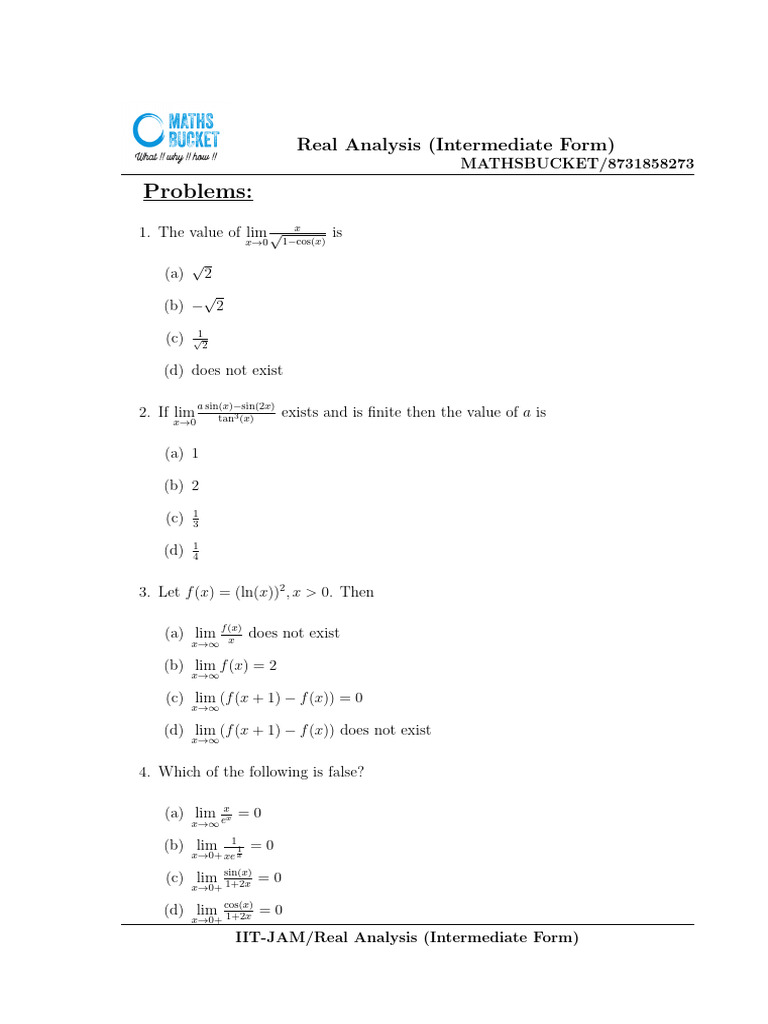JAM_Real Analysis_Intermediate form | PDF | Mathematical Analysis ...
