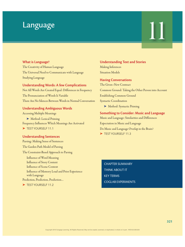 Chapter 11 - Language | PDF | Semantics | Psycholinguistics