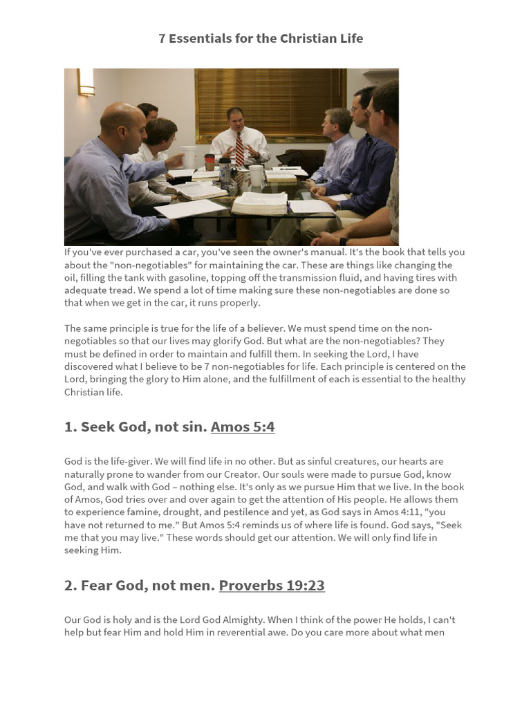 7 Essentials For The Christian Life | PDF | Glory (Religion) | God