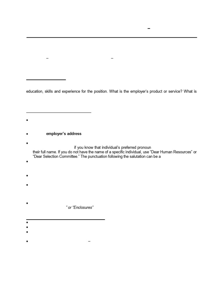 Cover Letter Handout 2pg | PDF | Paragraph | Proofreading