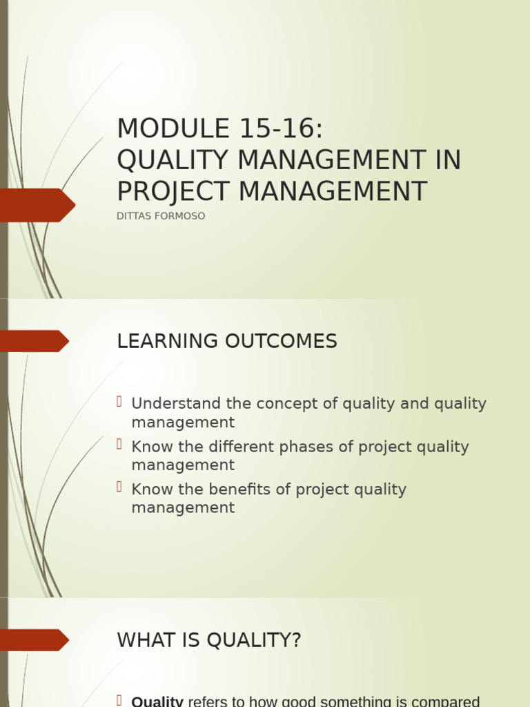 Module 15-16 Project Quality MGMT - 39804852 | PDF | Quality Assurance | Quality Management