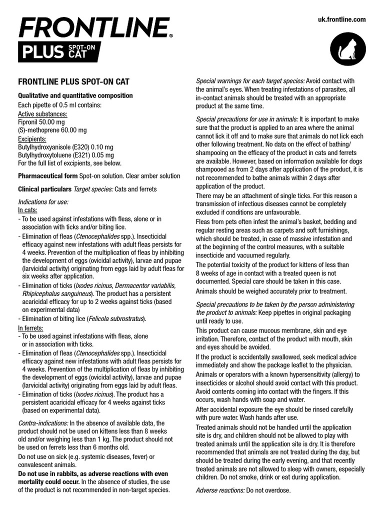 Frontline Plus for Cats: Flea & Tick Care | PDF | Insecticide