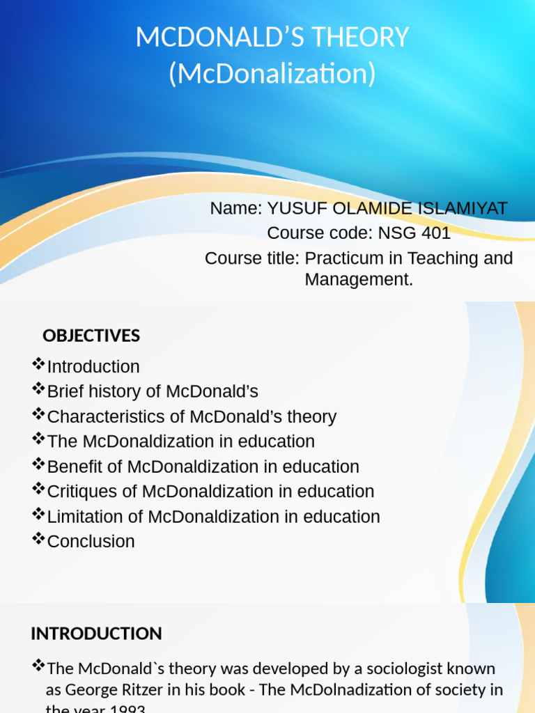 MC DONALD | PDF | Mc Donald's | Curriculum
