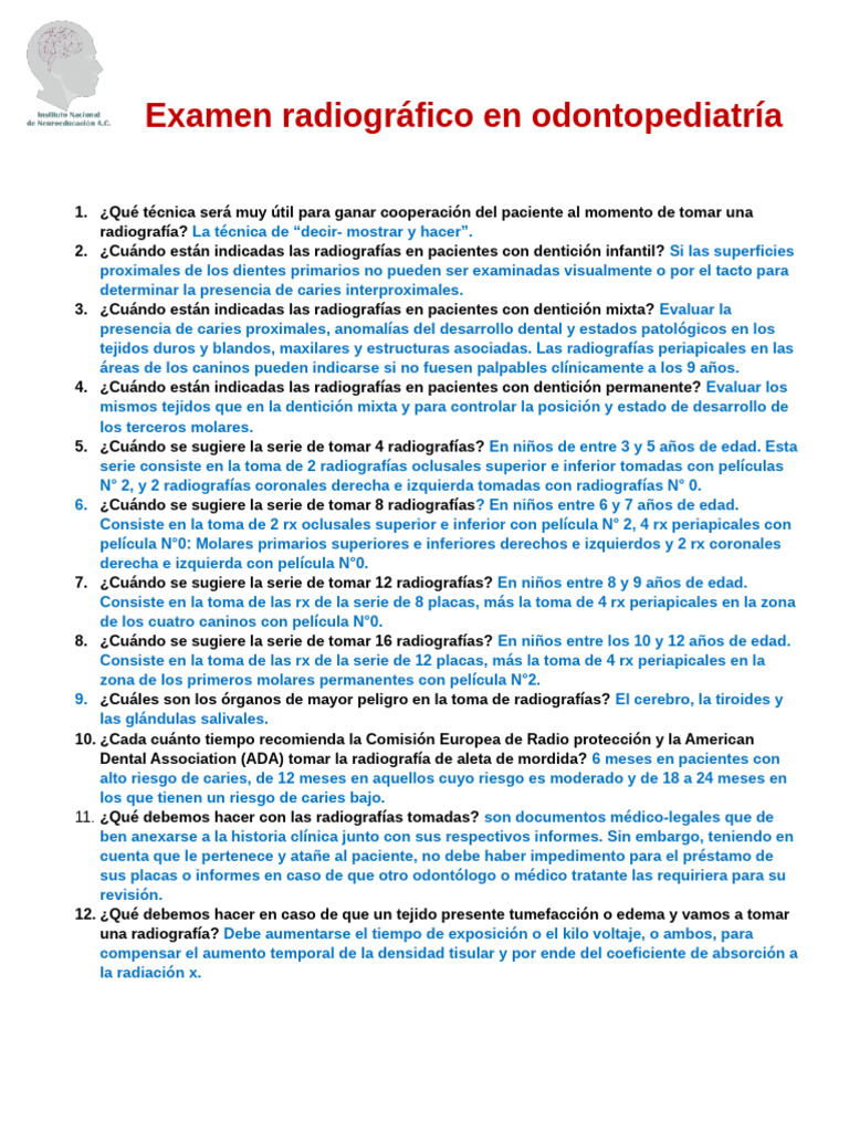 Radiografías en Odontopediatría: Guía Esencial | PDF | Diente | Odontología