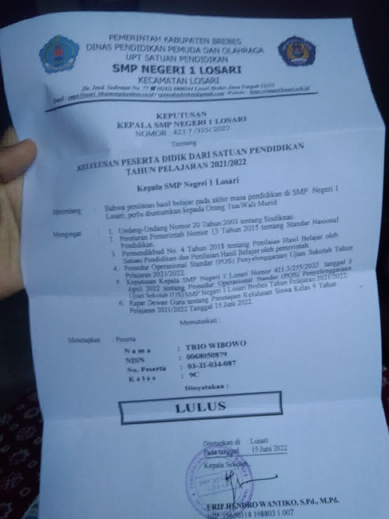 Surat Keterangan Lulus | PDF