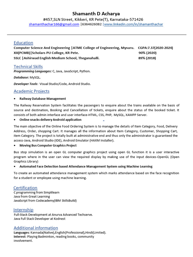 Aspiring Software Developer Profile | PDF