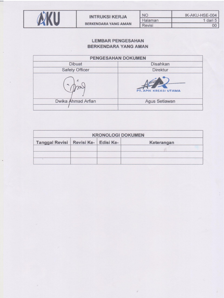 IK-AKU-HSE-004 - Berkendara Yang Aman | PDF