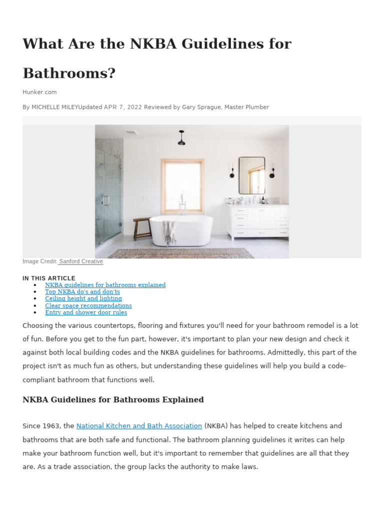 Bathroom NKBA short (1) | PDF | Bathroom | Shower