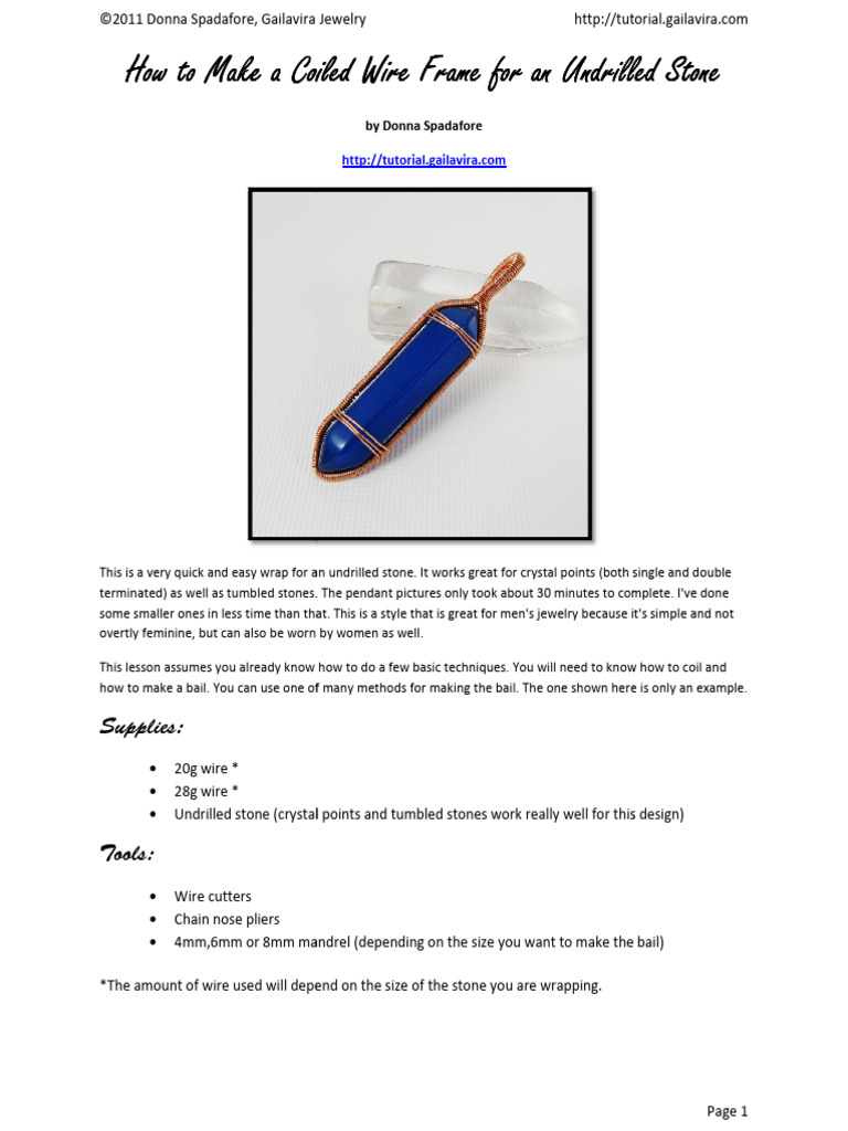 Coiled Wire Frame For A Wire Wrapped Stone Tutorial | PDF | Wire ...