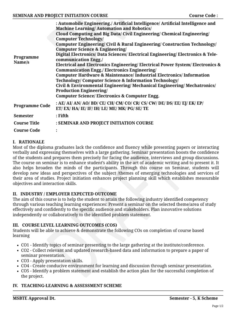 Seminar and Project Initiation Course | PDF | Engineering | Computer Science