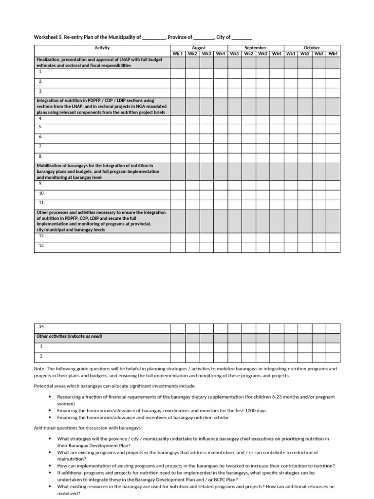 Worksheet 5. Re Entry Plan | PDF | Economies