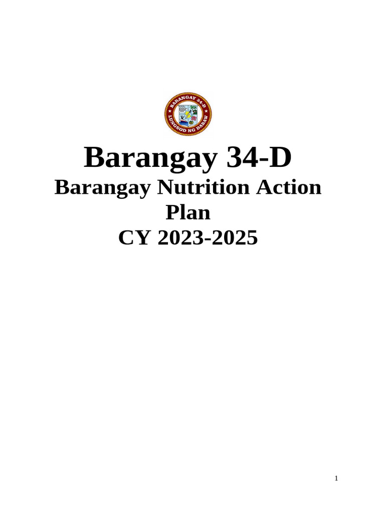 Barangay 34-D Nutrition Action Plan 2023-2025 | PDF | Malnutrition ...