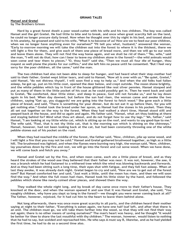 Hansel and Gretel: A Grim Fairy Tale | PDF | Hansel And Gretel (Opera ...