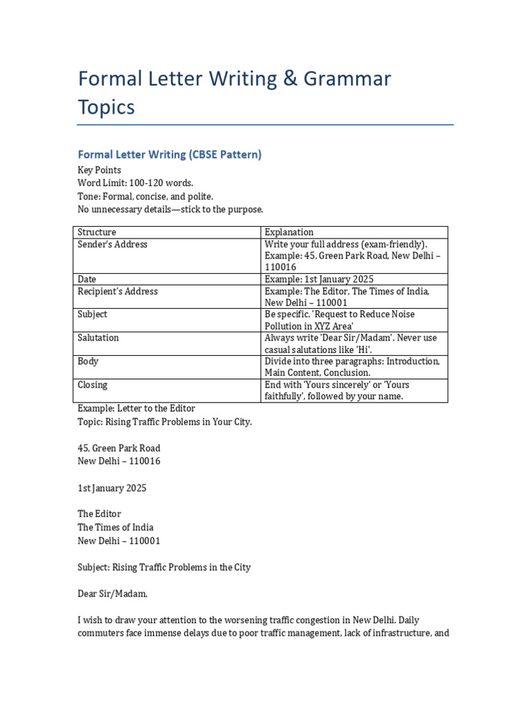 Formal Letter Writing Guidelines | PDF | Verb | Grammatical Number