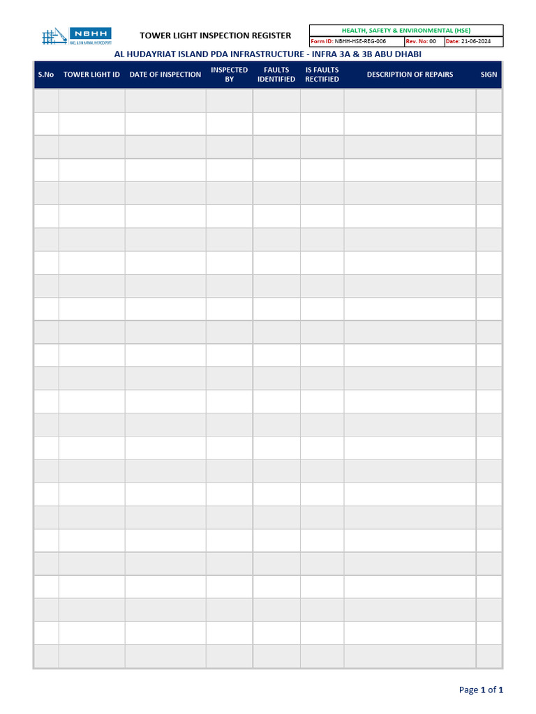 Tower Light Inspection Log | PDF