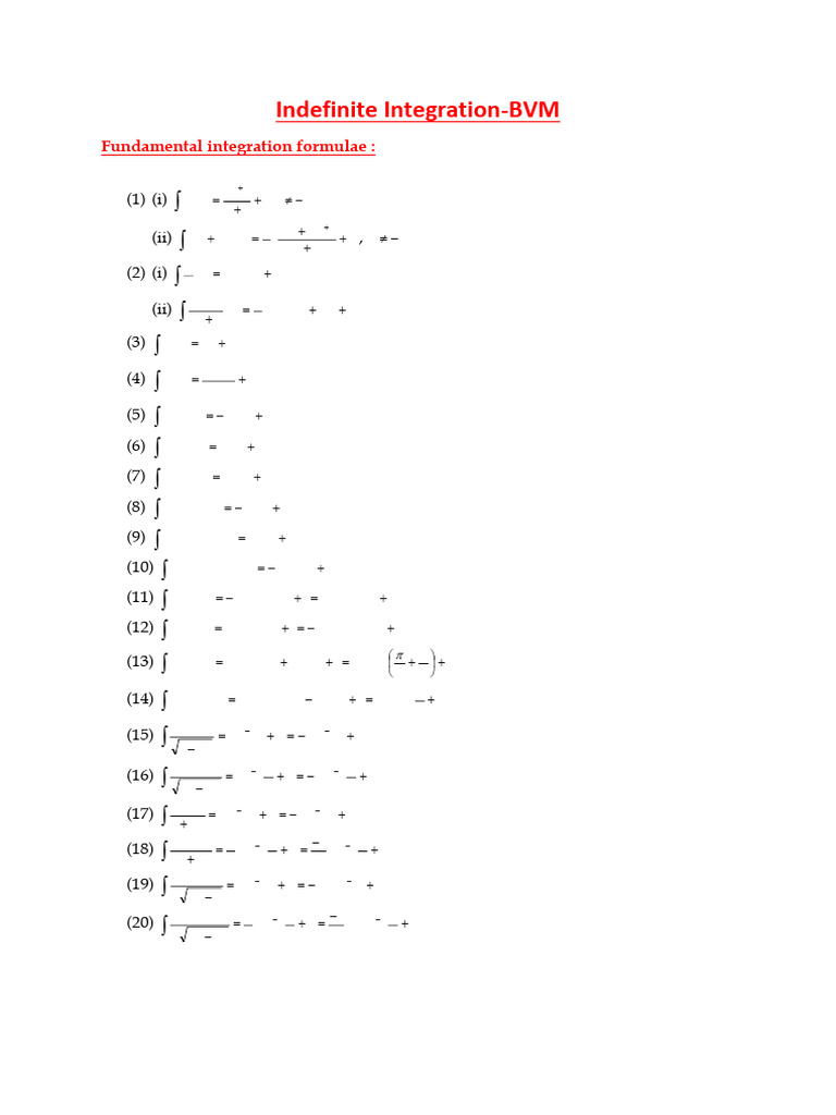 Indefinite Integrals | PDF | Trigonometric Functions | Mathematical Concepts