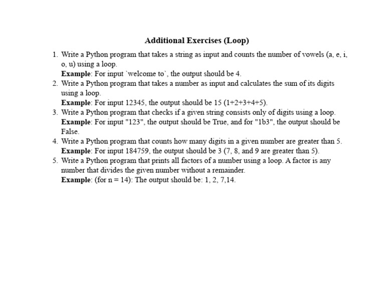 Python Loop Exercises For Beginners Pdf