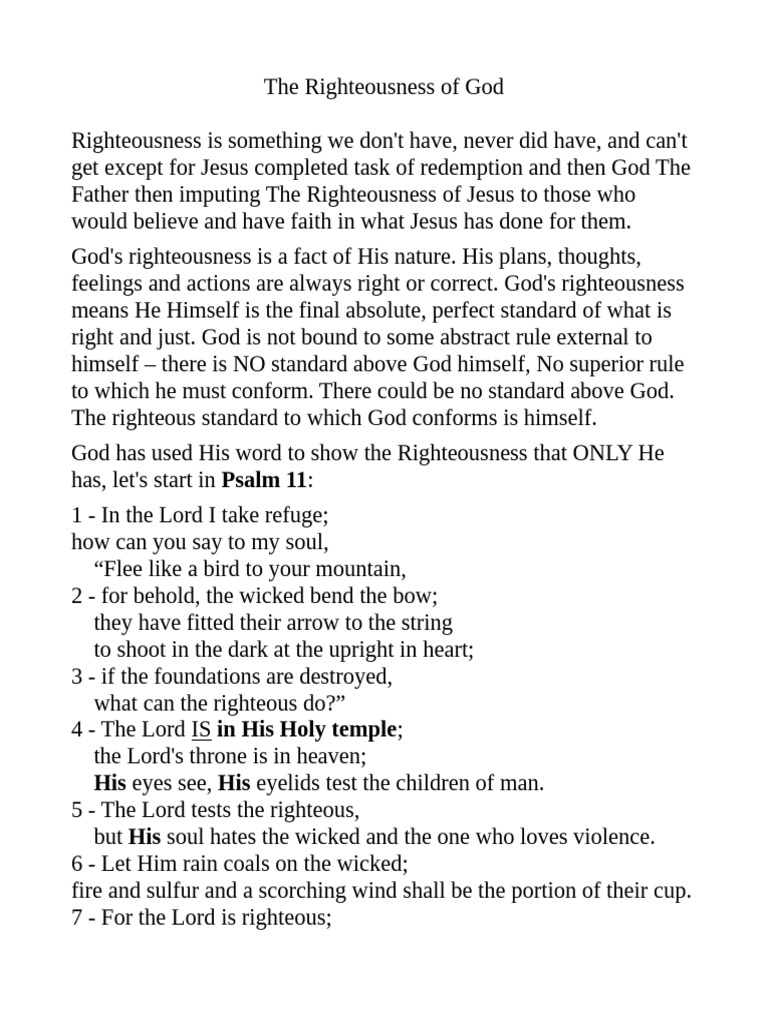 The Righteousness of God | PDF | Righteousness | Glory (Religion)