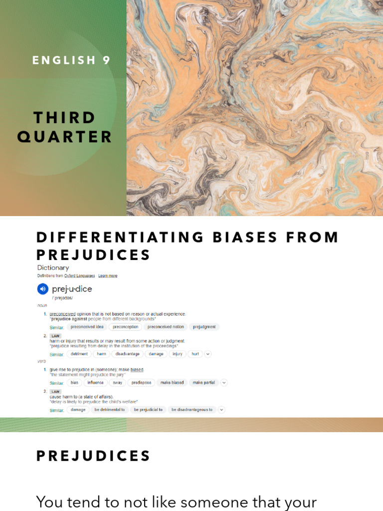 Eng 9 Q3L1 Bias and Prejudice | PDF