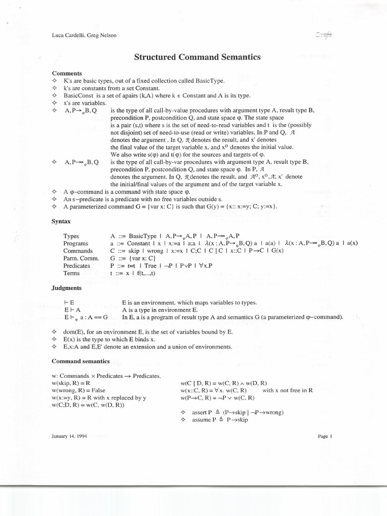 Stuctured Command Semantics - Hard | PDF