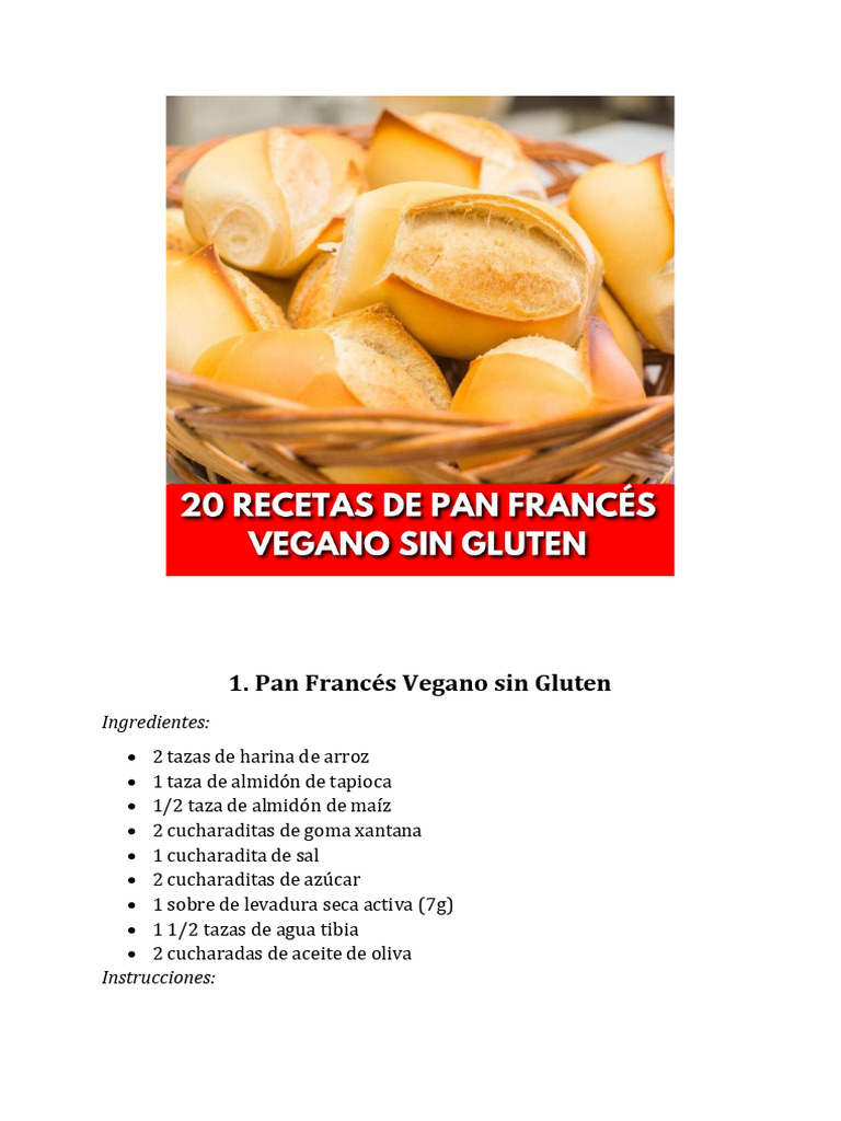 Recetas de Pan Francés Vegano Sin Gluten | PDF | Panes | Harina