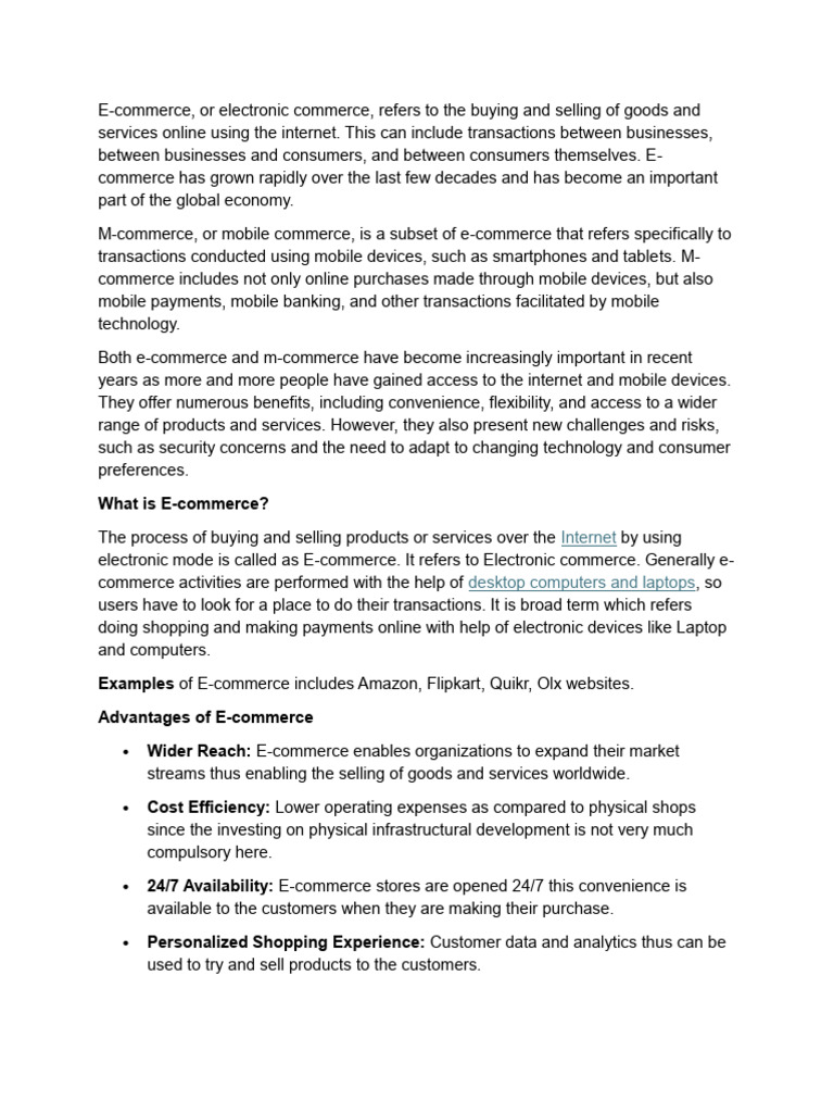 E Commerce & M Commerce | PDF | E Commerce | Internet