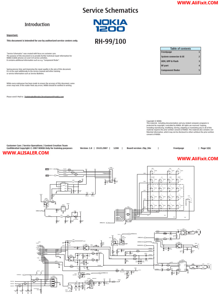 nokia 1200 rh-99 rh-100 service schematics v1.0 | PDF | Computing