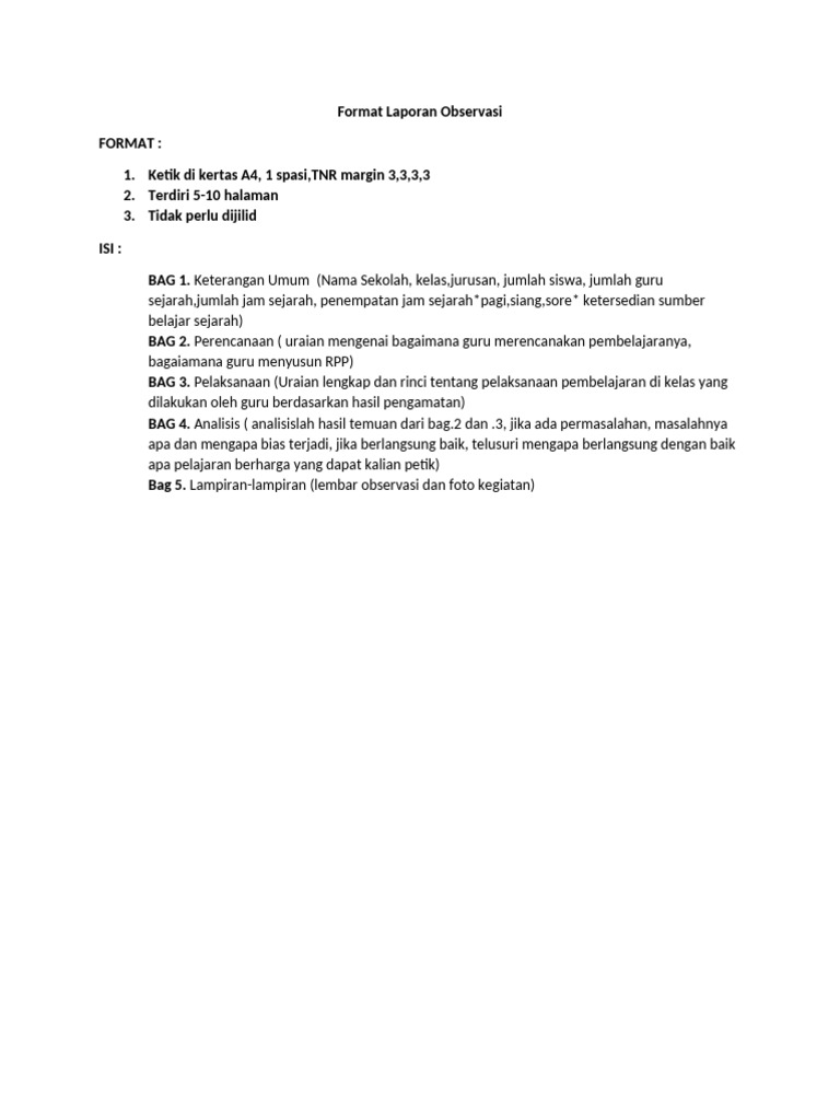 Format Laporan Observasi | PDF