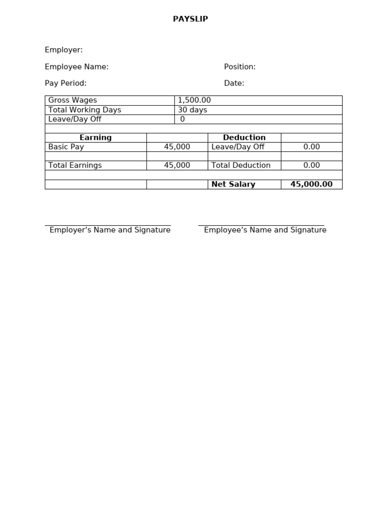 Detailed Employee Payslip Template | PDF