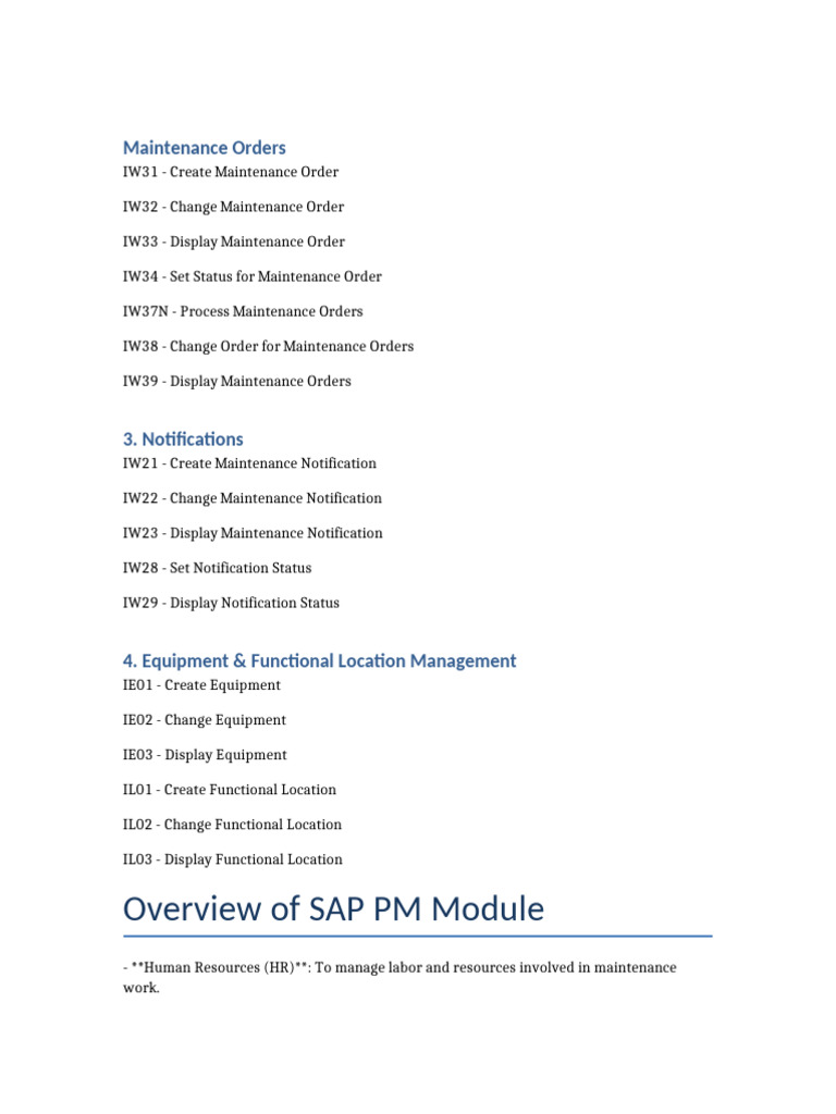 SAP PM Overview | PDF