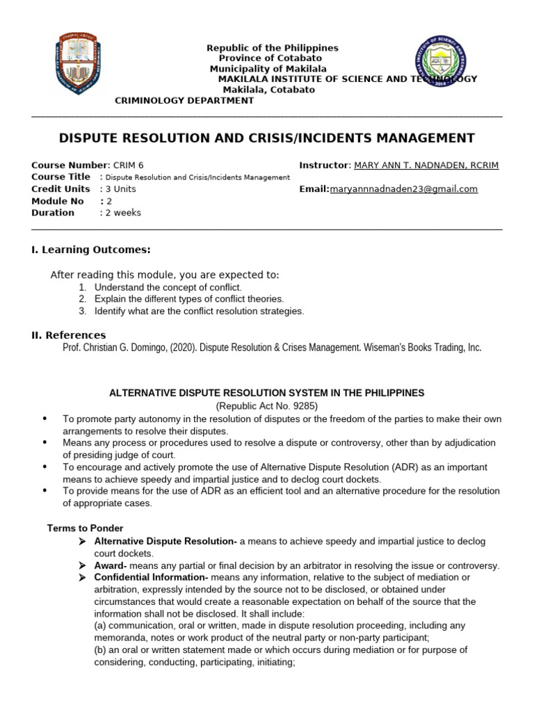 crim-6-module-2 | PDF | Alternative Dispute Resolution | Mediation