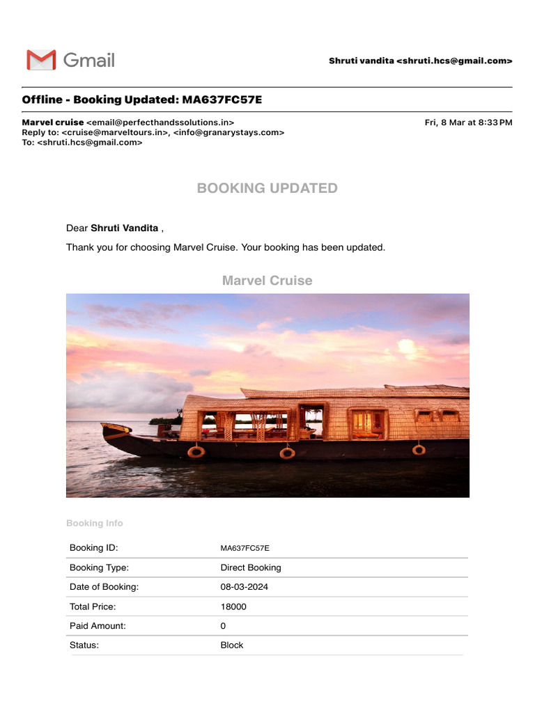 Offline - Booking Updated MA637FC57E | PDF