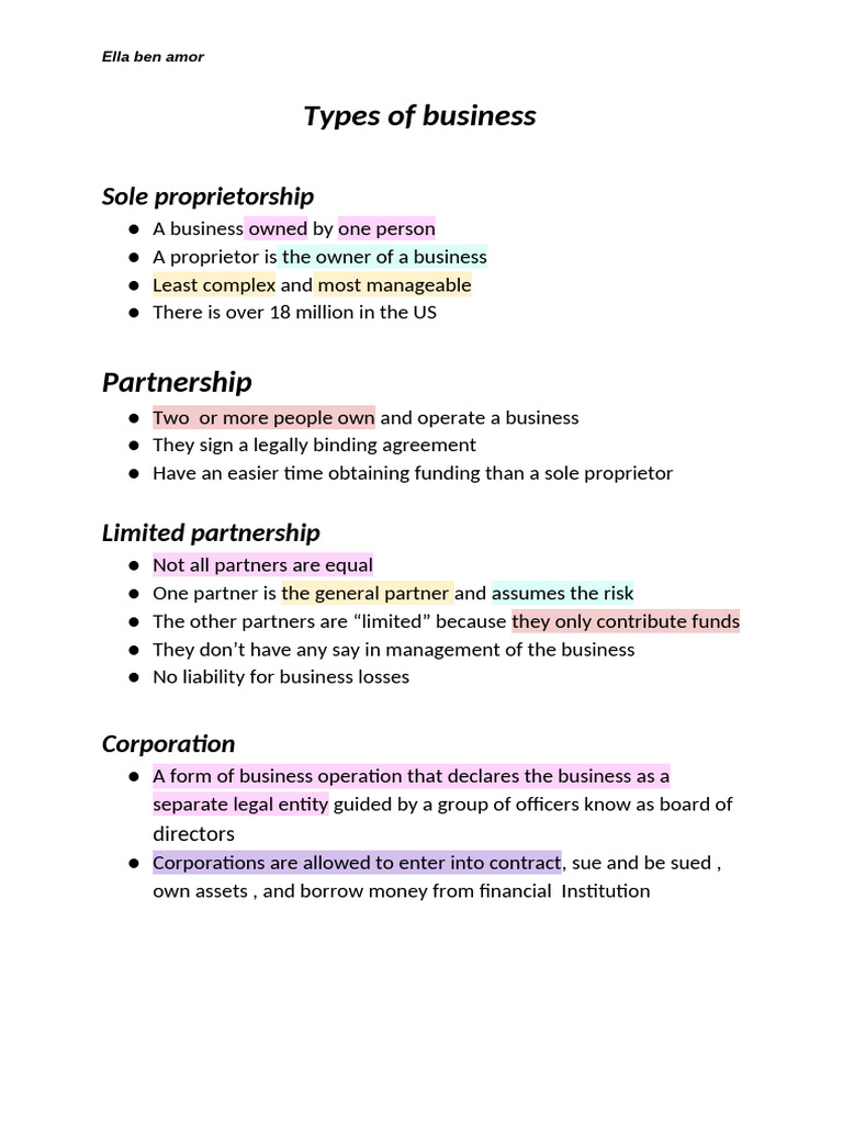 Types of Business Structures Explained | PDF