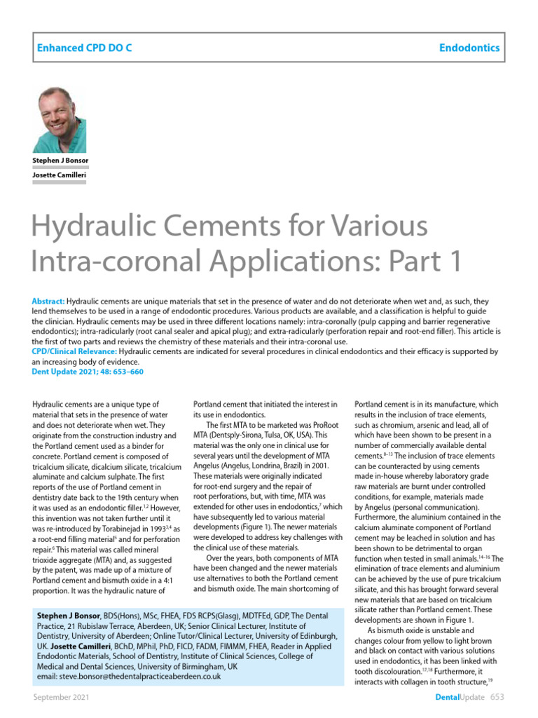 Hydraulic Cements in Endodontics | PDF | Cement | Materials