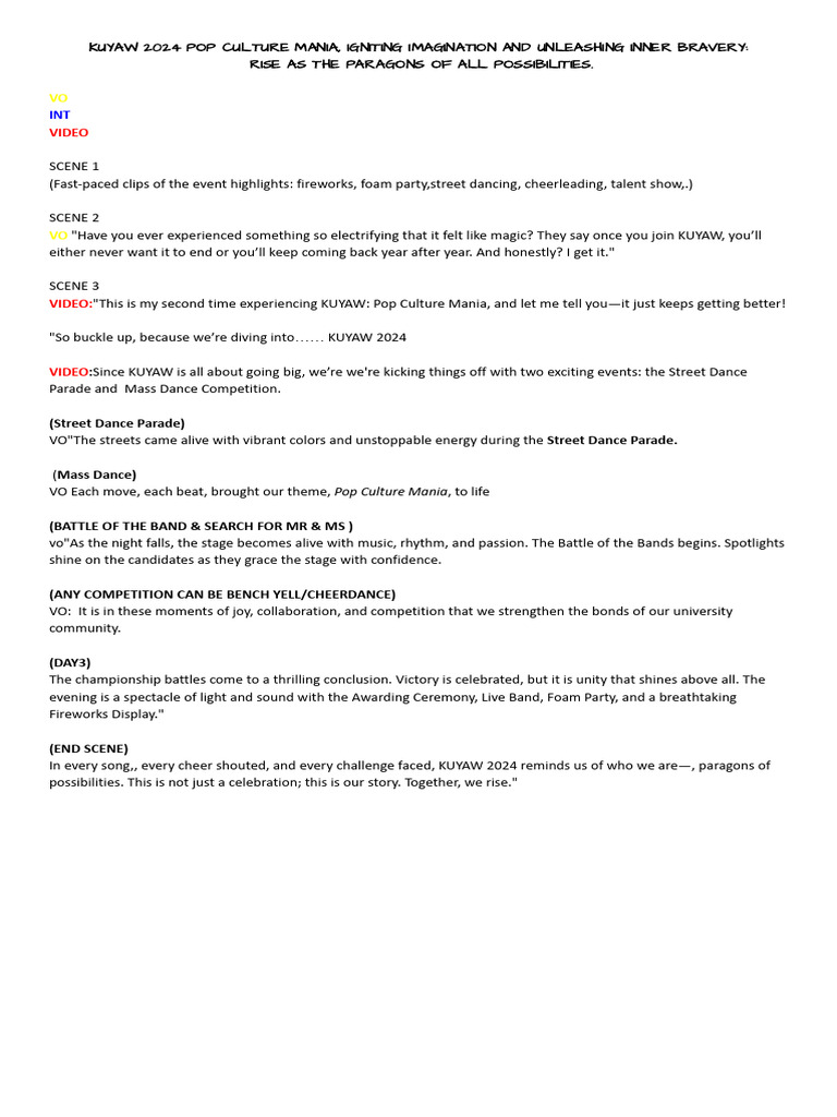 Kuyaw 24' Vlog Script | PDF