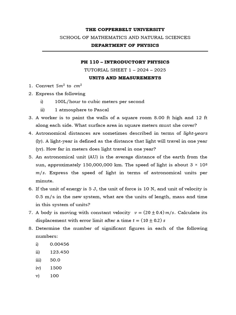 Introductory Physics Tutorial: Units & Measurements | PDF | Force ...