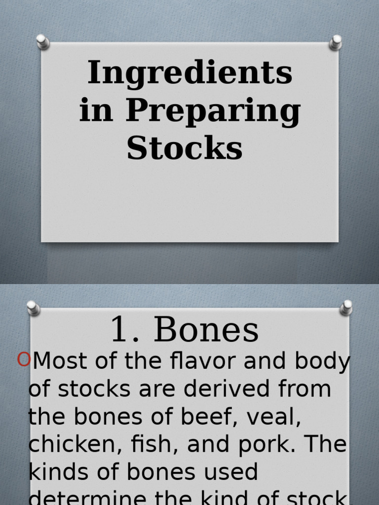 2.ingredients in Preparing Stocks | PDF