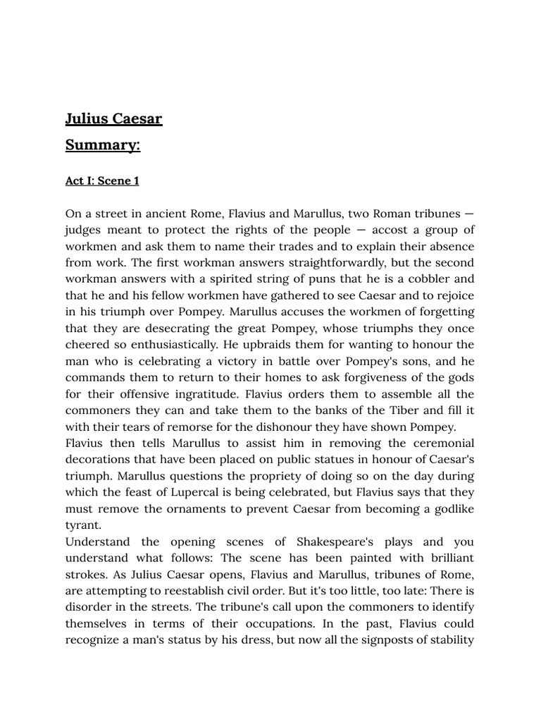 Julius Caesar Act 1 Summary -Merged | PDF | Julius Caesar | Mark Antony