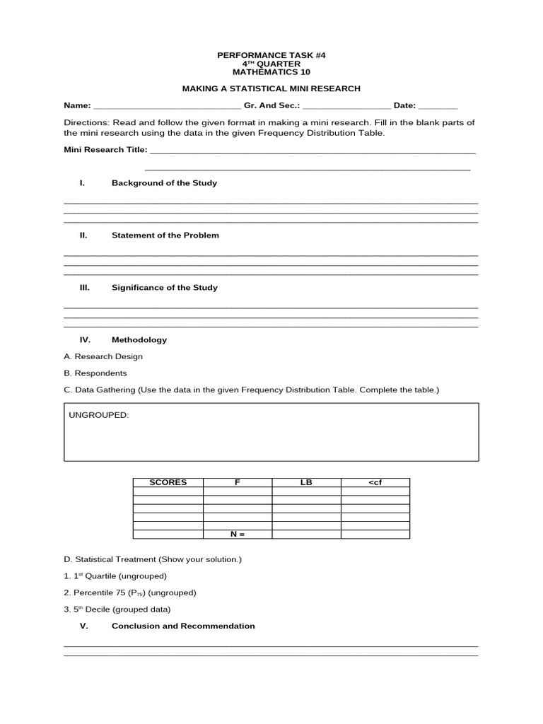 Mini Research Guide for Math 10 | PDF