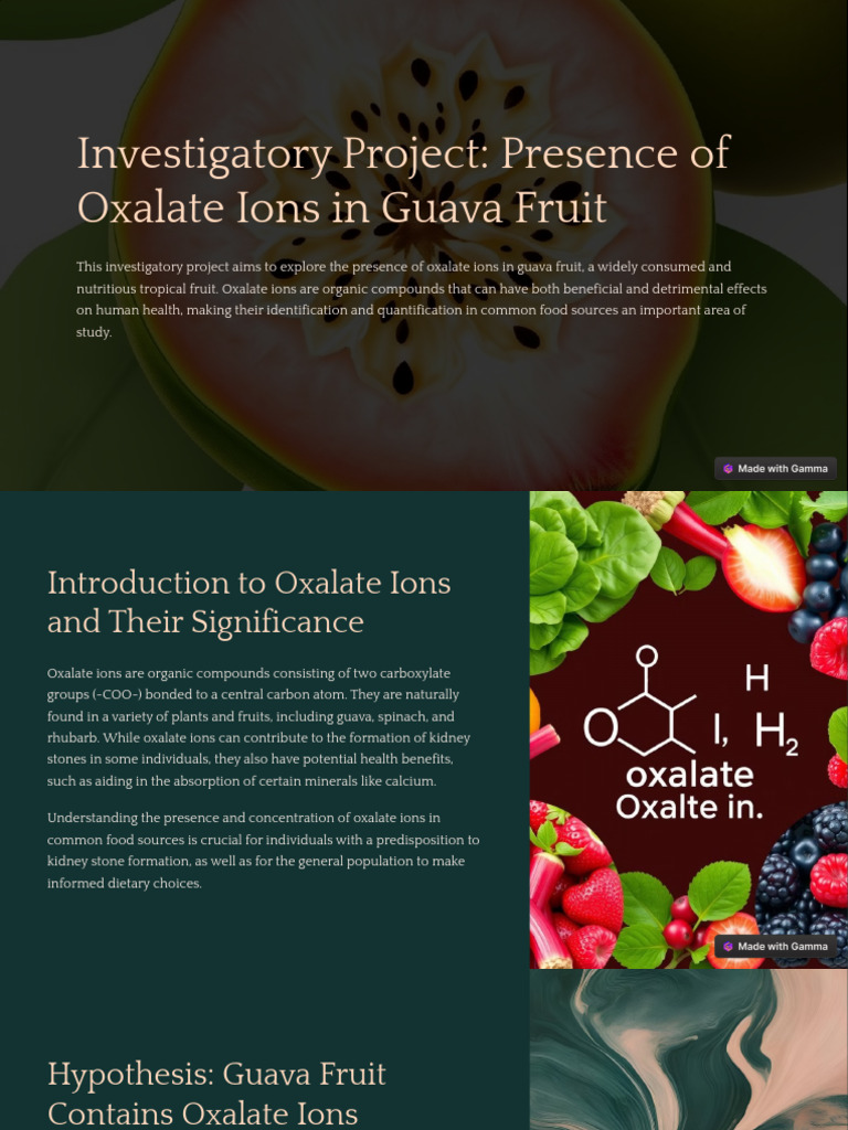 Oxalate Ion Analysis in Guava Fruit | PDF | Spectrophotometry | Chemistry