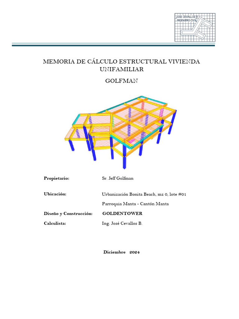 Cálculo Estructural Vivienda Golfman | PDF | Fundación (Ingeniería) | Hormigón