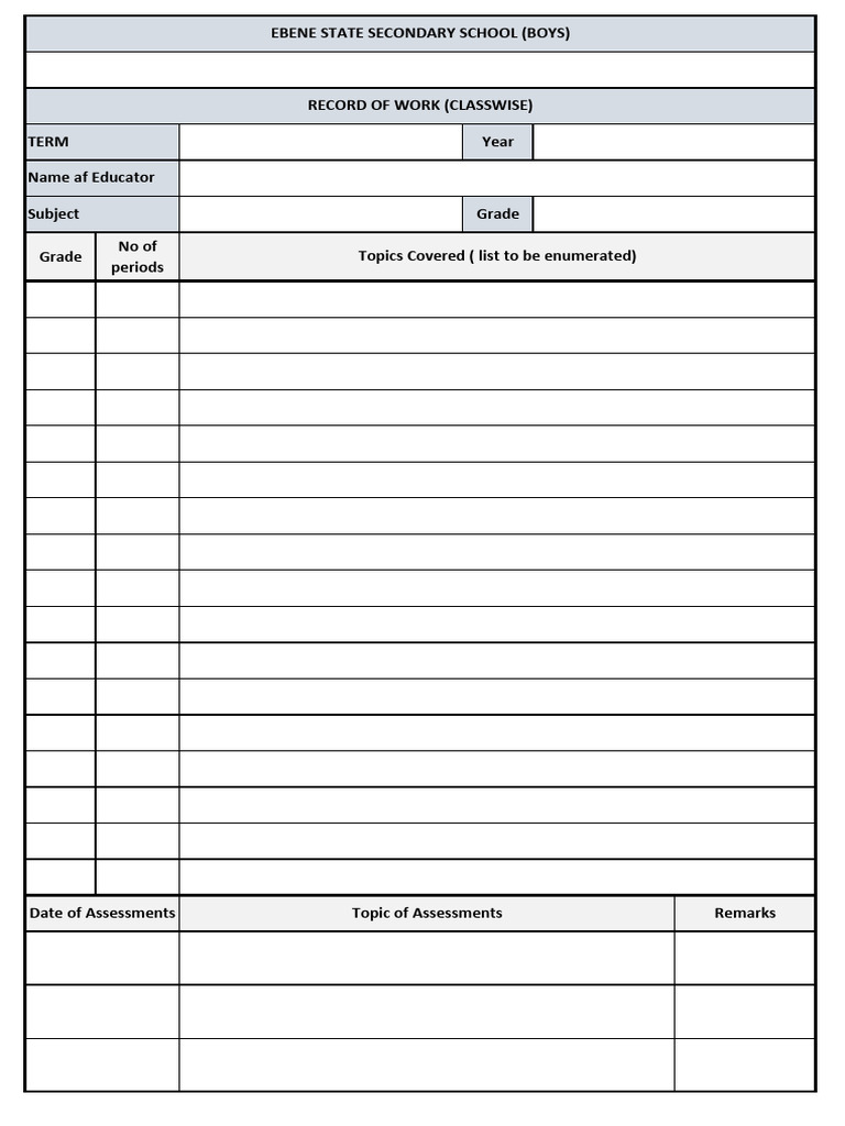 Record of work G12 (main) | PDF