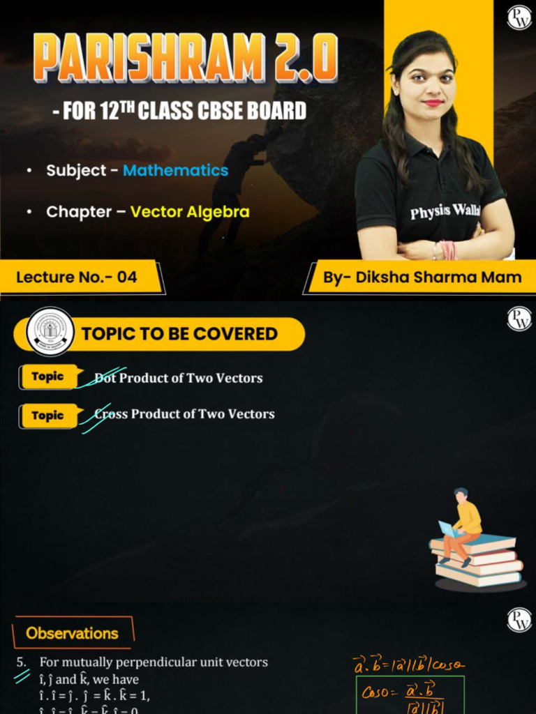 Vector Algebra 04 - Class Notes | PDF