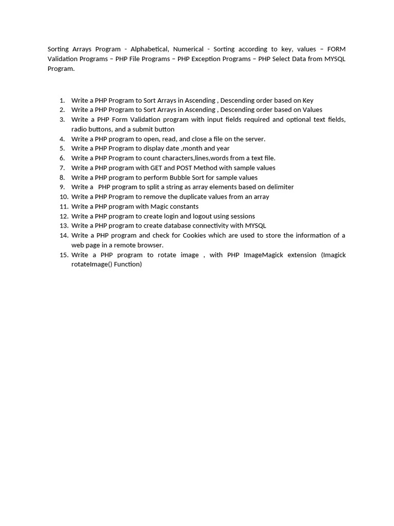 PHP Programs | PDF PHP Programs | PDF