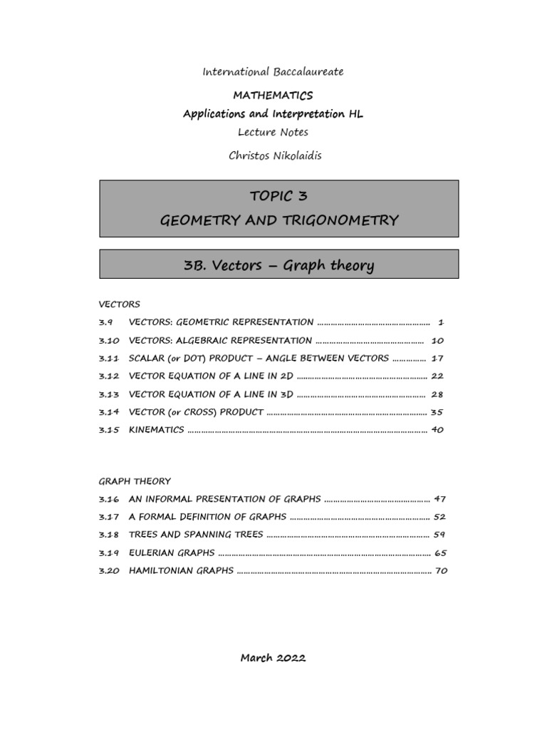 Topic 3B. Vectors - Graph theory | PDF | Euclidean Vector | Line (Geometry)