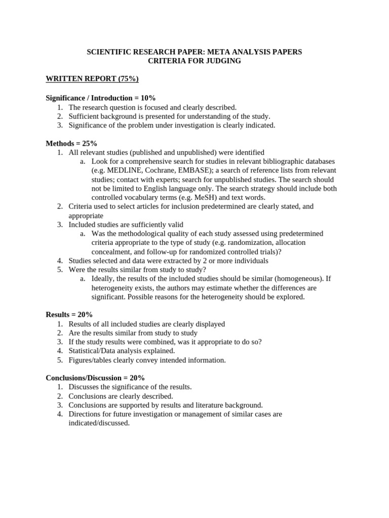 Judging Criteria WRITTEN META Paper | PDF